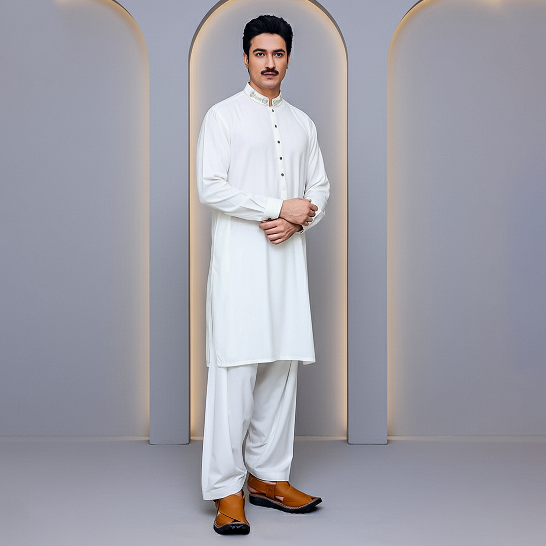 Basic Ayuthia Slightly Defected Classic Fit Embroidered Suit – Amir Adnan
