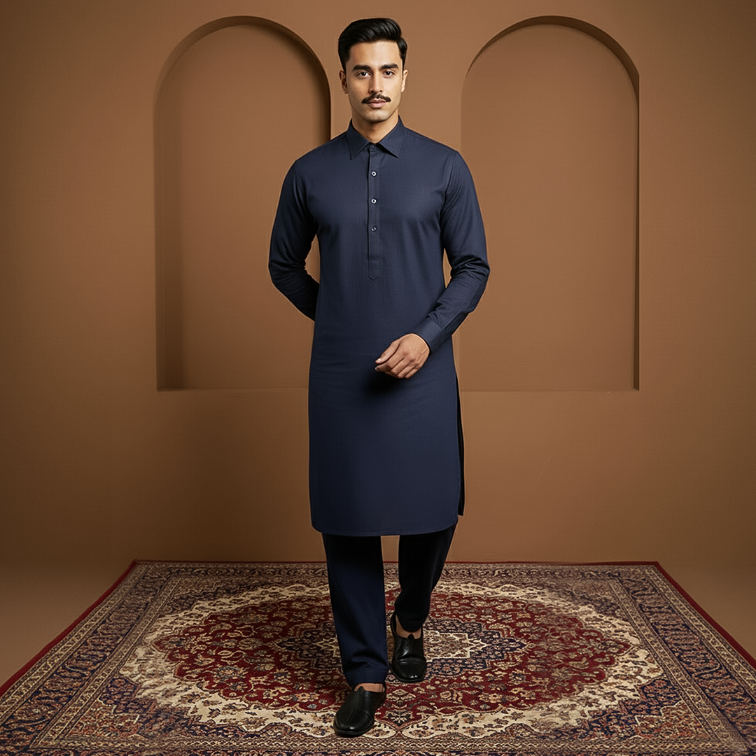 Basic Poly Viscose Outer space Slightly Defected Slim Fit Suit – Amir Adnan