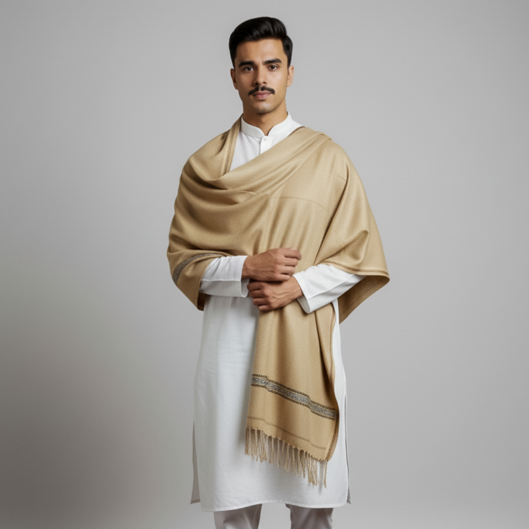 Basic Woolen Tan Traditional Shawl – Amir Adnan