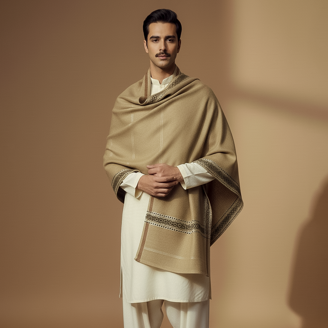 Basic Woolen Warm Sand Traditional Shawl – Amir Adnan
