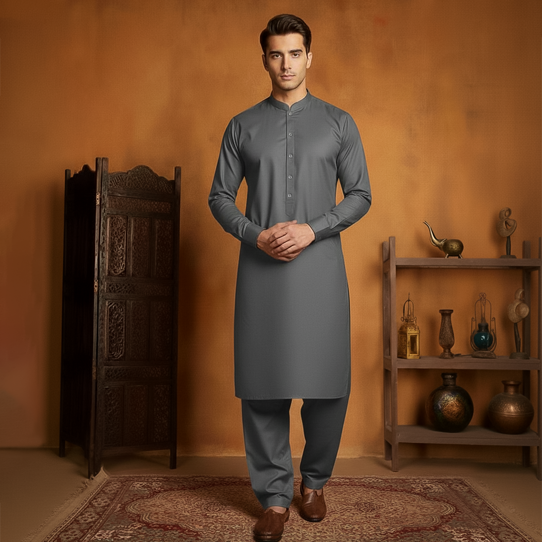 Poly Viscose Night Shade Classic Fit Plain Suit – Amir Adnan