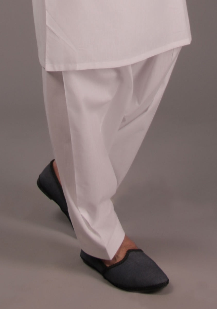 Cotton Silk White Classic Shalwar – Amir Adnan