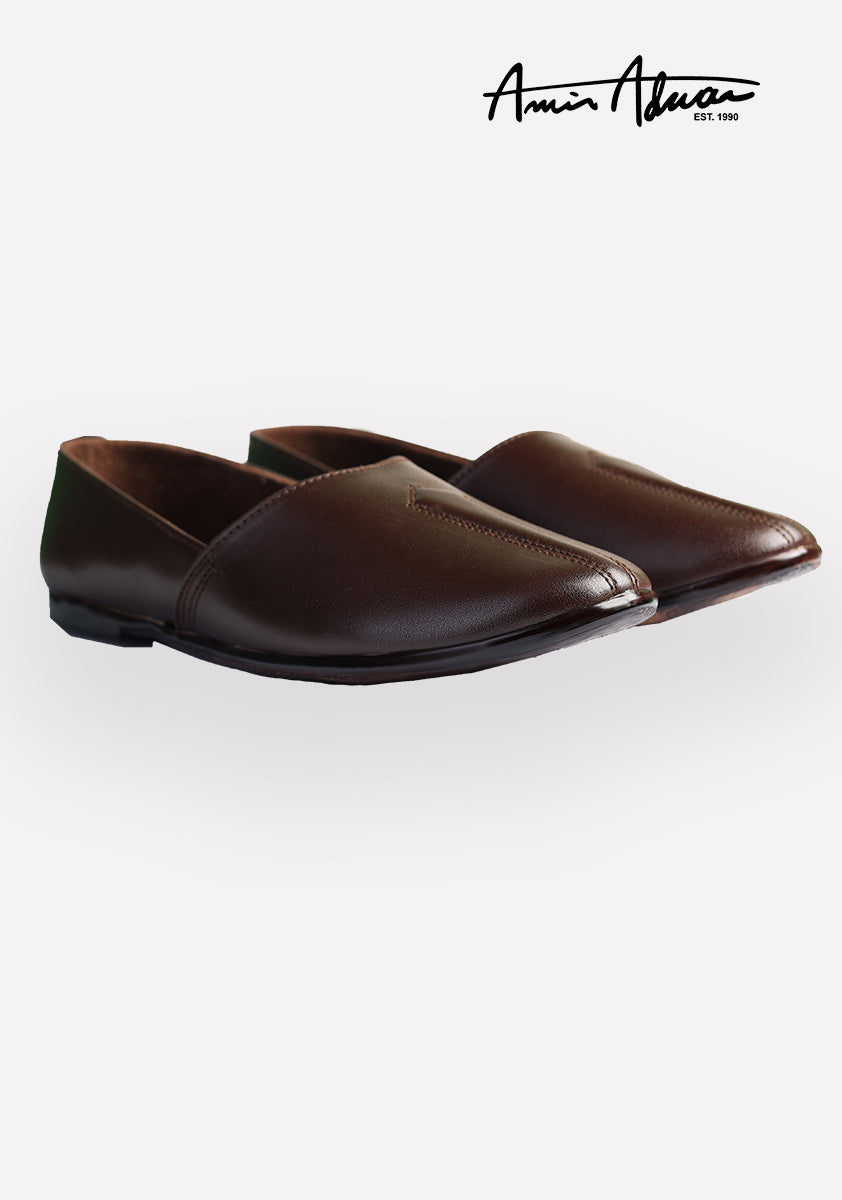 Basic Leather Chocolate Brown Cut Shoes – Amir Adnan